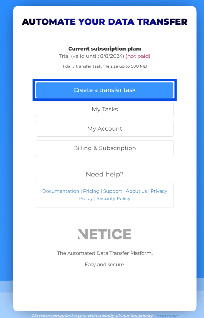 Netice – SFTP to Google Cloud Storage (GCS) data automation setup